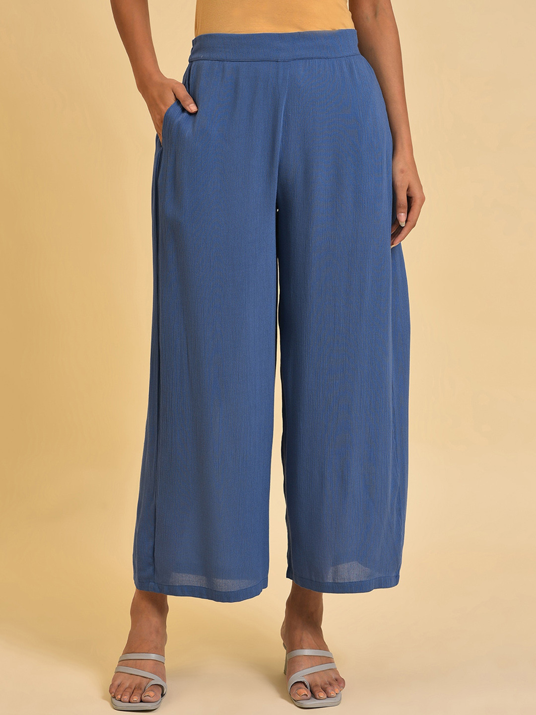 Buy W Women Blue Culottes Trousers - Trousers for Women 23087258 | Myntra