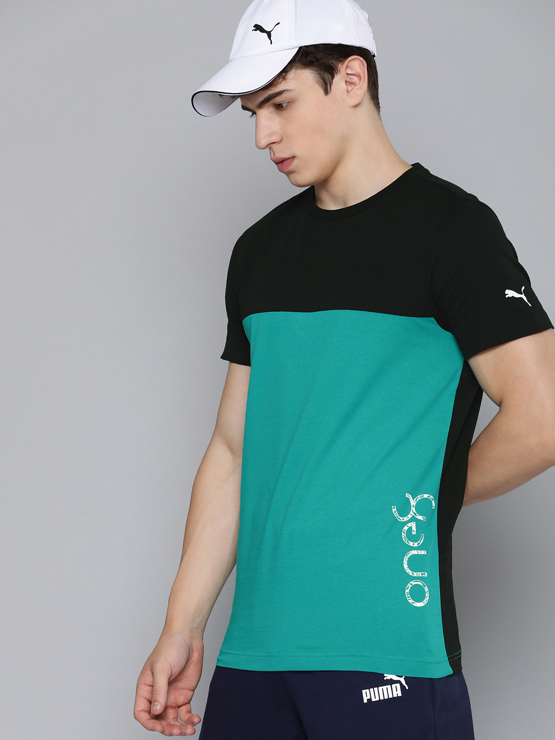Buy One8 X PUMA Colourblocked Pure Cotton Slim Fit T Shirt - Tshirts ...