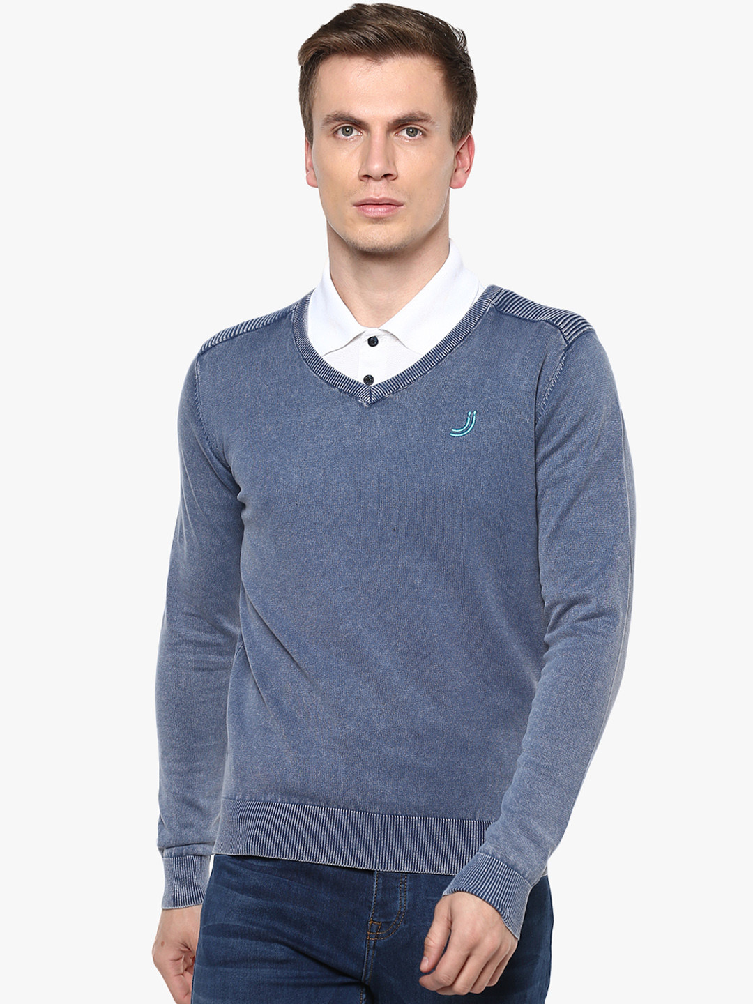 Buy Jn Joy Men Blue Solid Polo Collar T Shirt - Tshirts for Men 2308997 ...