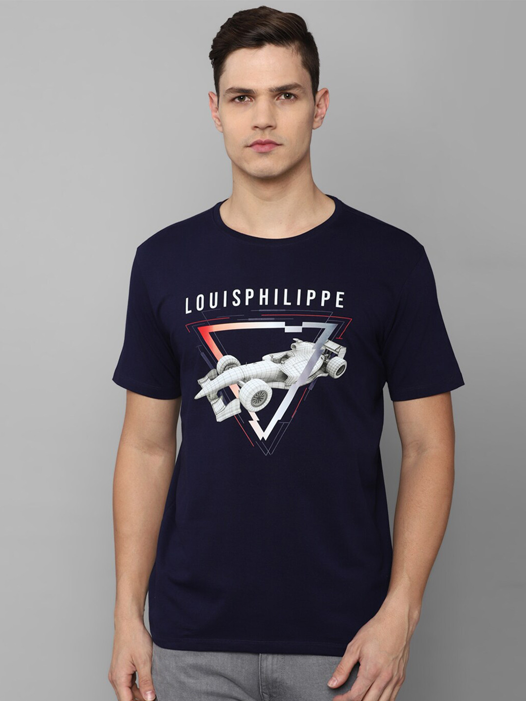 Buy Louis Philippe Sport Typography Printed Slim Fit Pure Cotton T ...