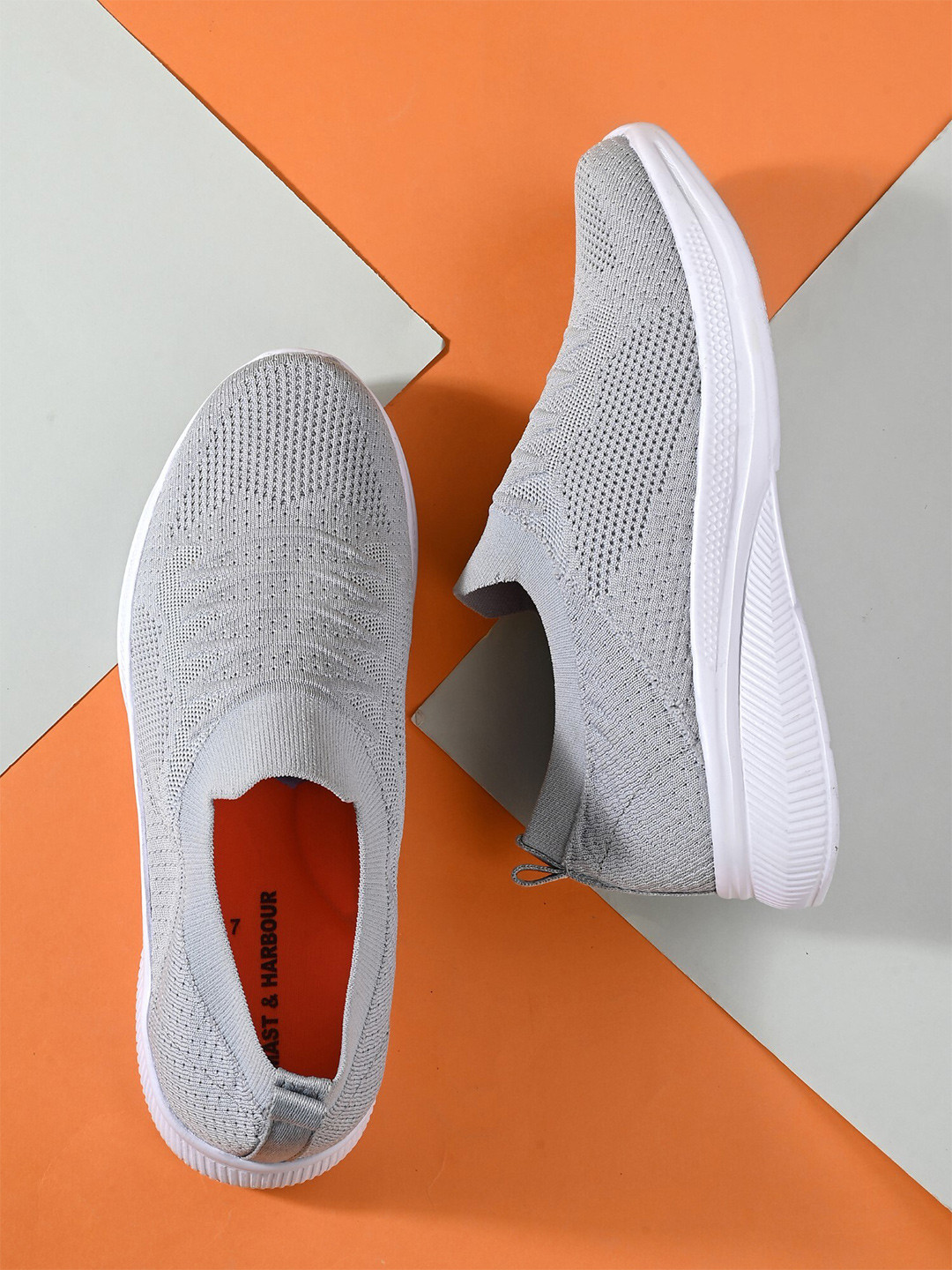 Buy Mast & Harbour Men Grey & White Air Max Mesh Marking Running Shoes ...