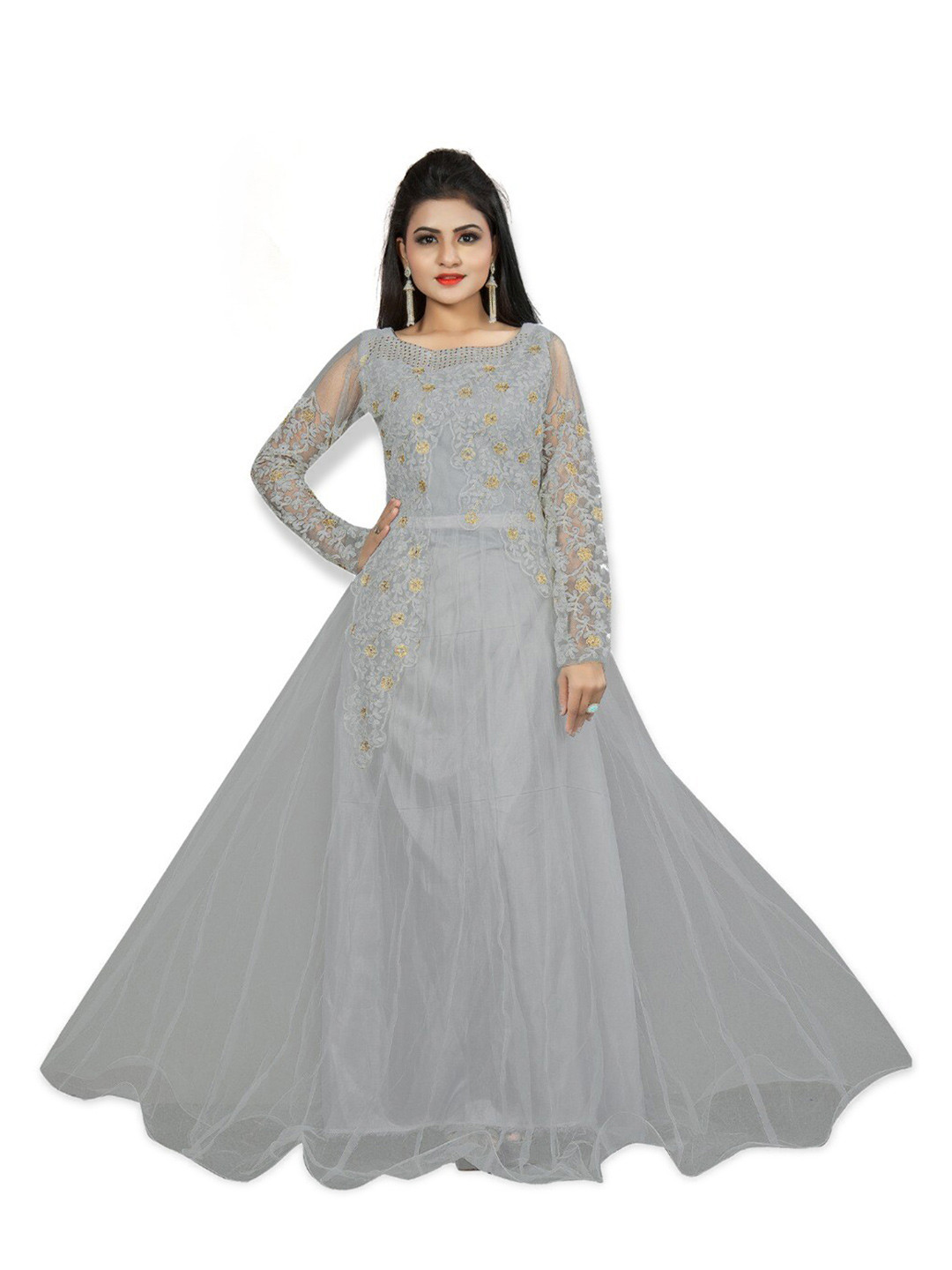 Buy Femvy Embroidered Net Maxi Dress - Dresses for Women 23092678 | Myntra