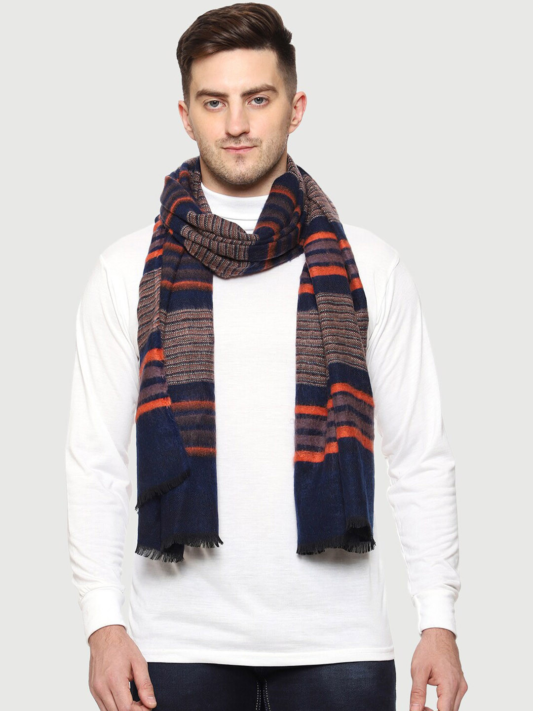 Buy SWI Stylish Men Striped Wool Mufflers - Mufflers for Men 23093682 ...