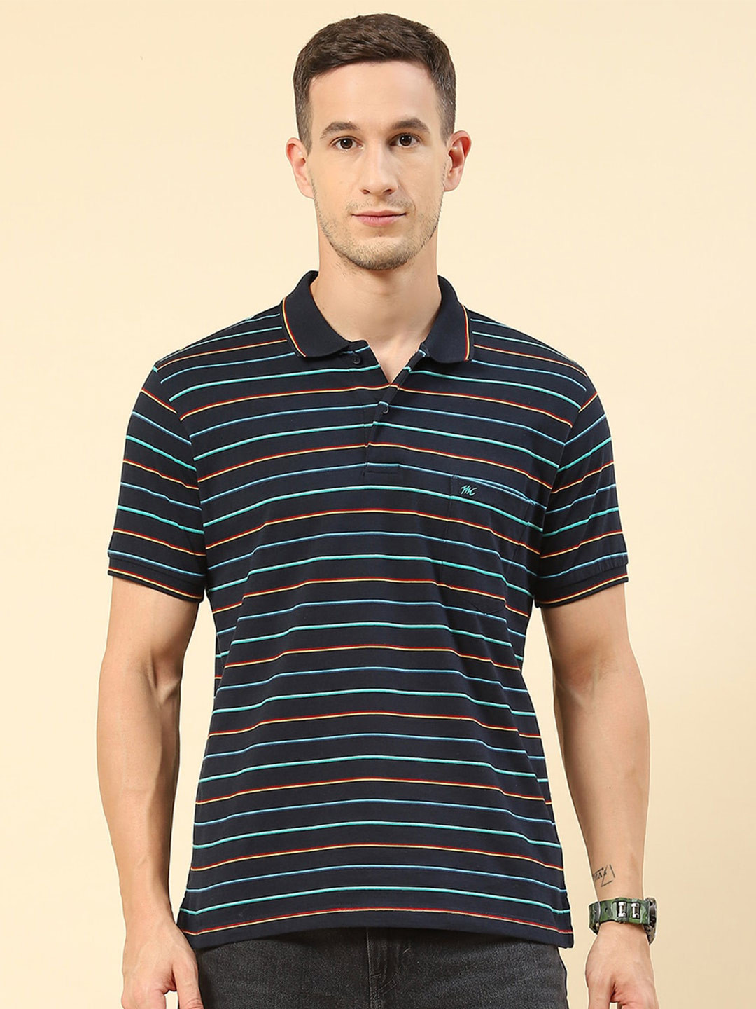 Buy Monte Carlo Striped Polo Collar T Shirt - Tshirts for Men 23094330 | Myntra