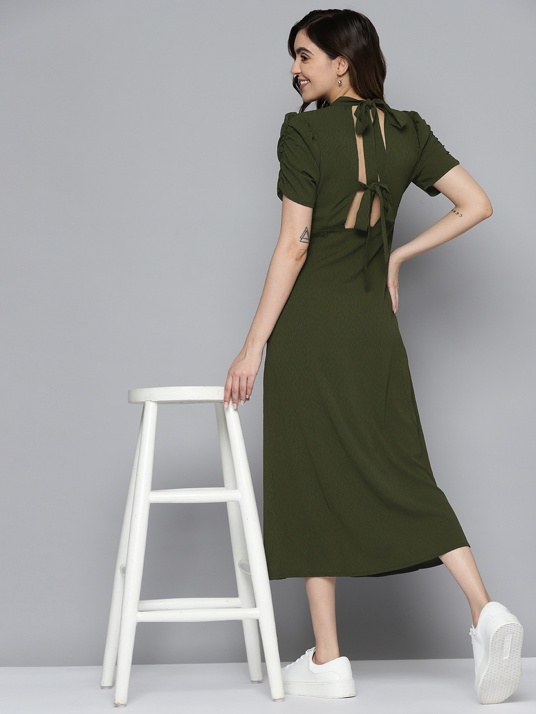 Buy Mast And Harbour Puff Sleeve A Line Midi Dress Dresses For Women
