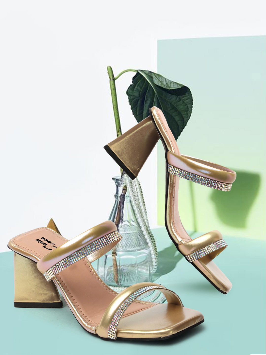 Buy TWIN TOES Embellished Open Toe Block Heels - Heels for Women ...