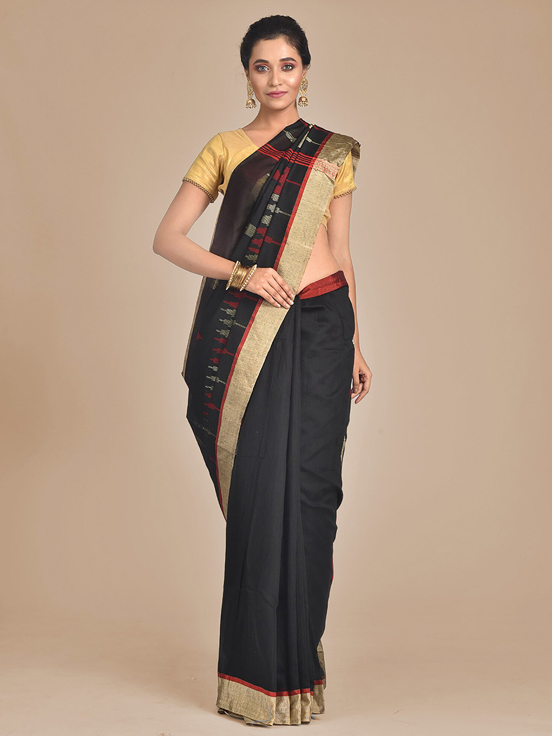 Buy SAJASAJO Ethnic Motif Woven Design Zari Saree - Sarees for Women ...