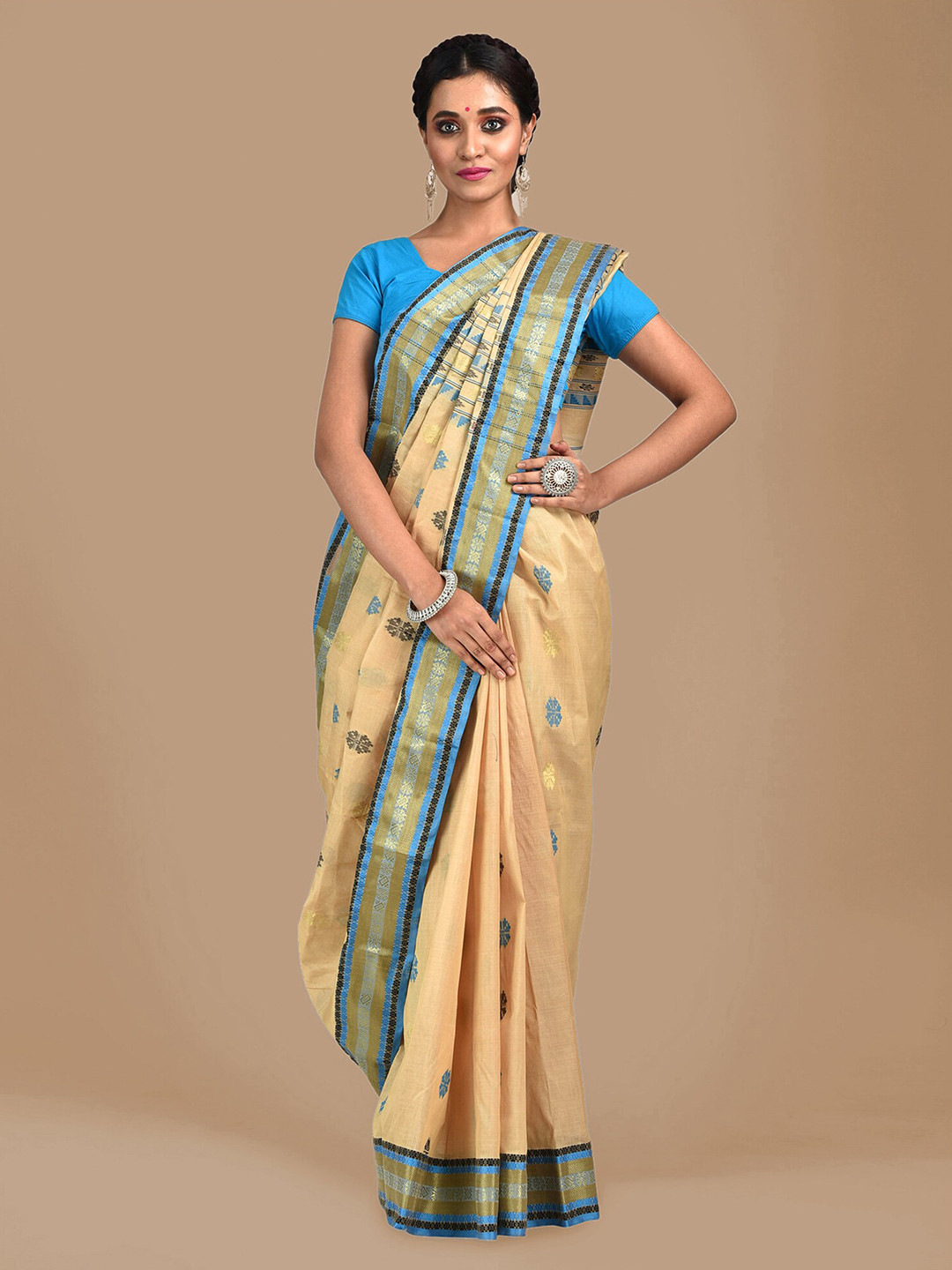 Buy SAJASAJO Ethnic Woven Design Zari Pure Silk Saree - Sarees for ...