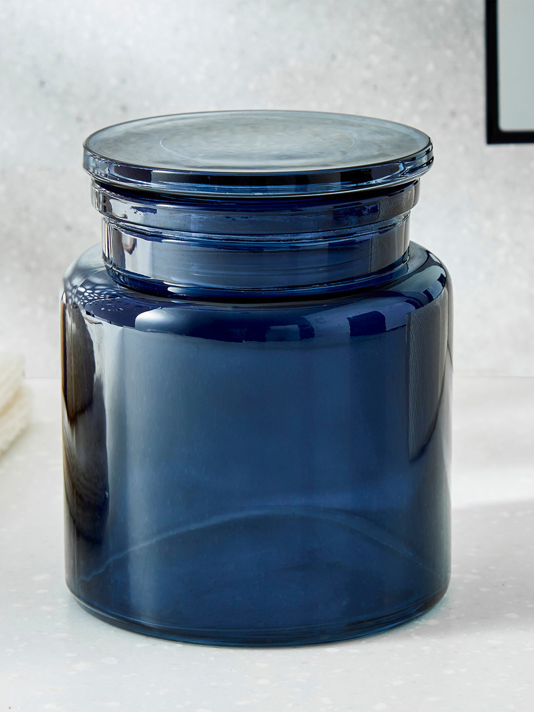 Buy Home Centre Blue Glass Refresh Essence Kilim Glass Cotton Box With ...