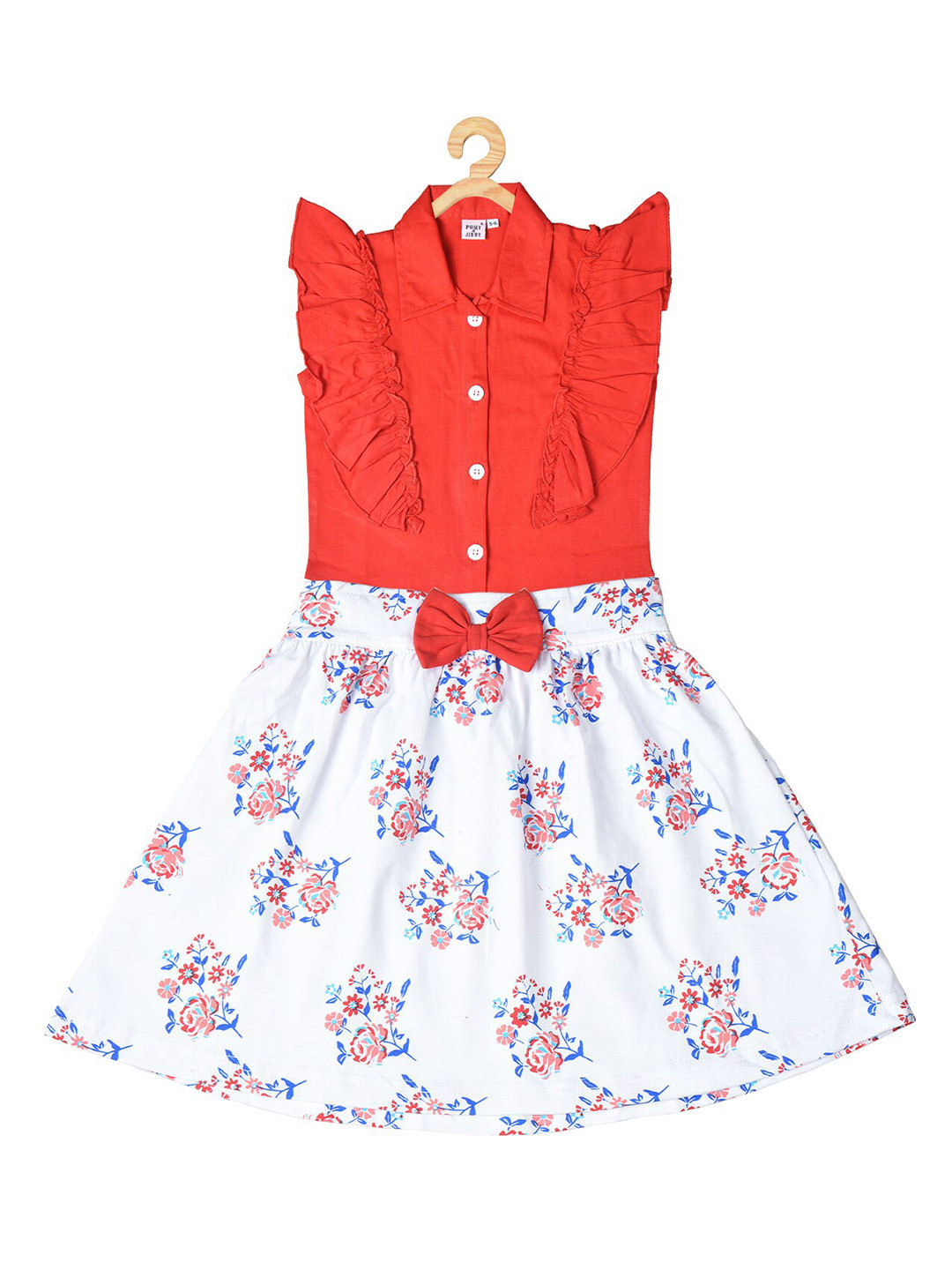 Buy POMY & JINNY Red Floral Print Fit & Flare Dress - Dresses for Girls ...