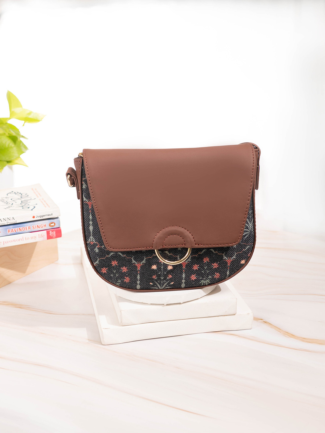 Buy ZOUK Floral Printed Half Moon Sling Bag - Handbags for Women ...