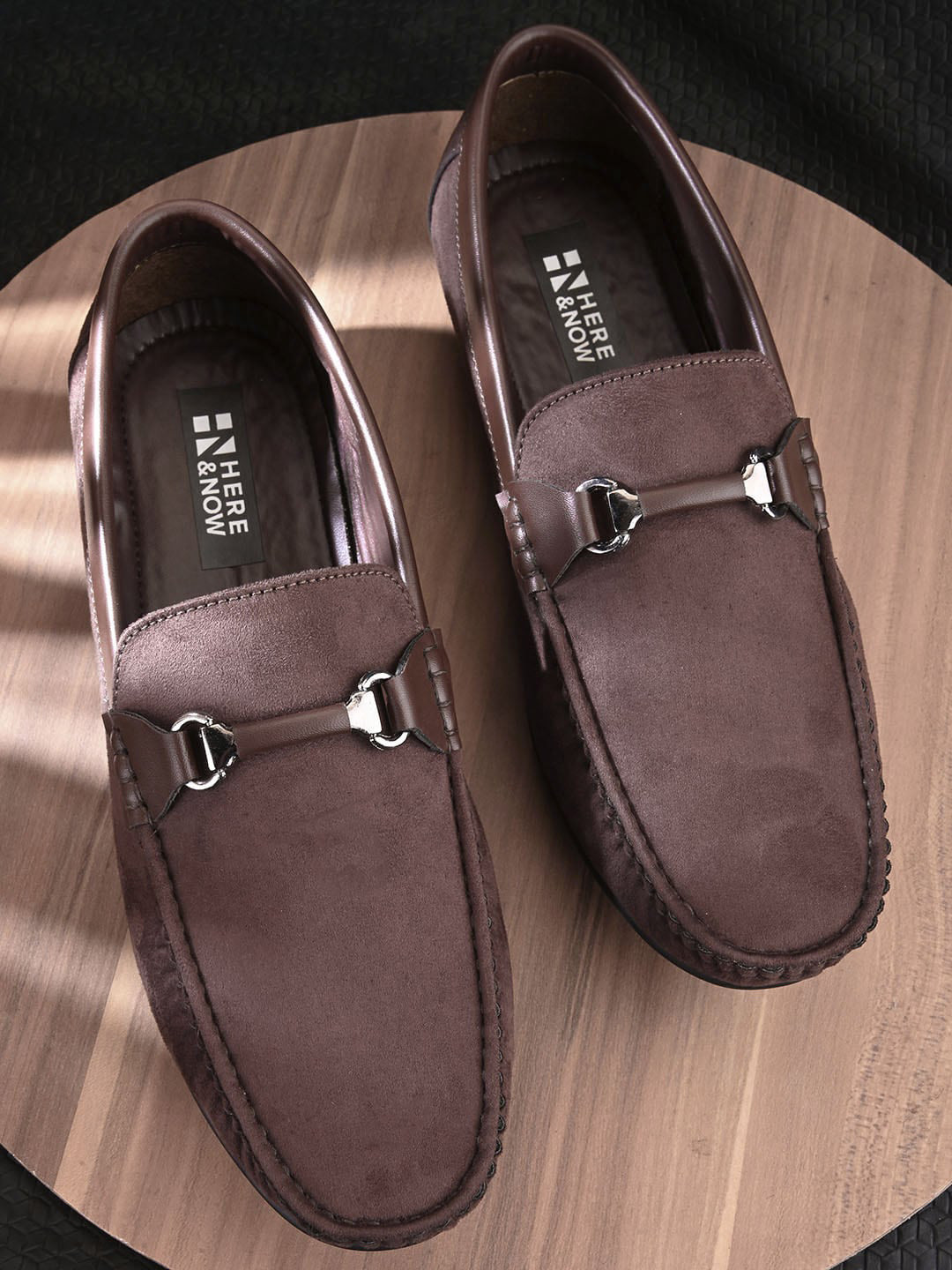 Buy HERE&NOW Men Brown Suede Horsebit Loafers - Casual Shoes for Men ...
