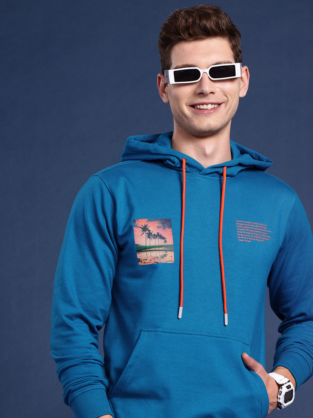 Buy Mast & Harbour Printed Hooded Sweatshirt - Sweatshirts for Men ...