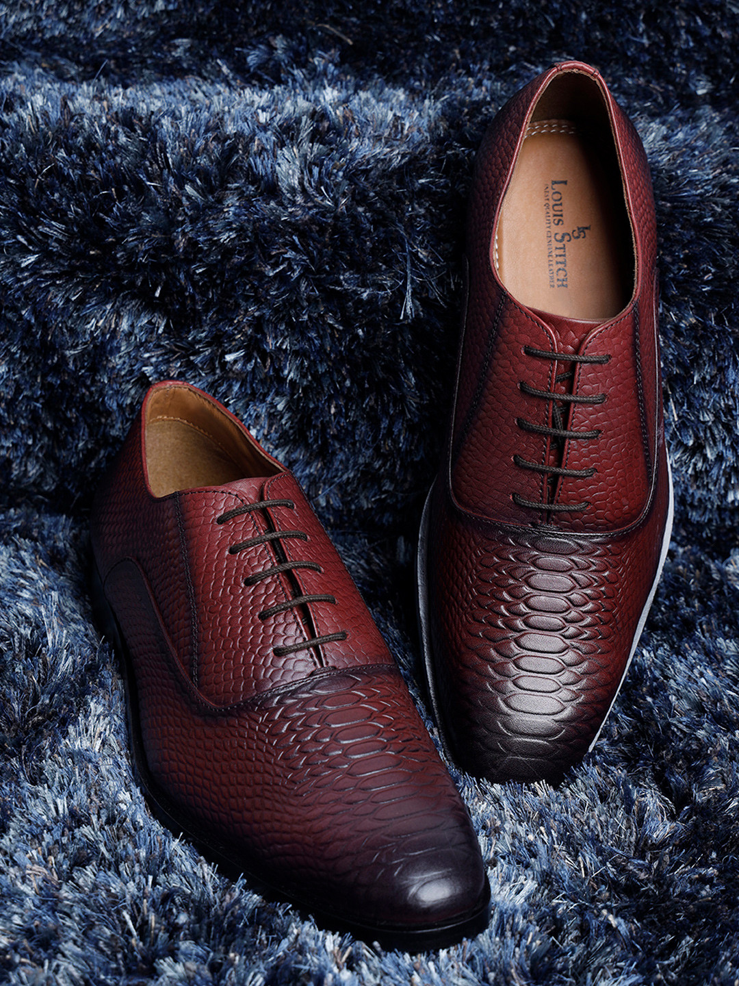 Buy LOUIS STITCH Men Premium Leather Dual Tone Patina Derby Shoes ...