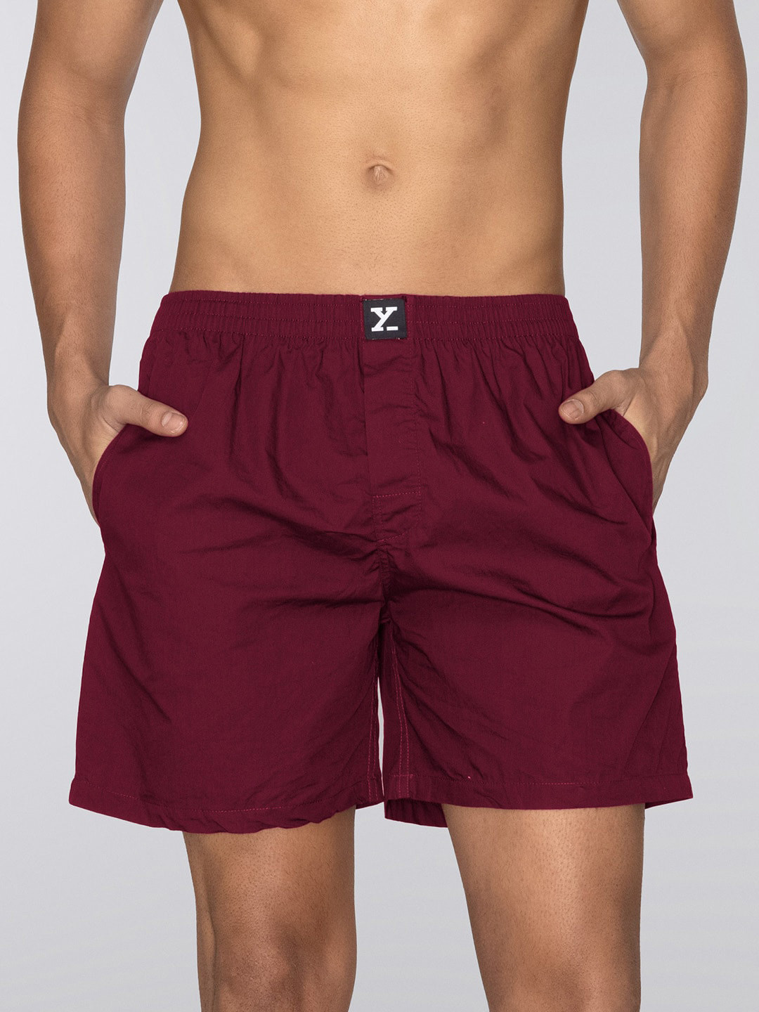 Buy XYXX Men Solid Pace Maroon Super Combed Cotton Boxer Shorts ...