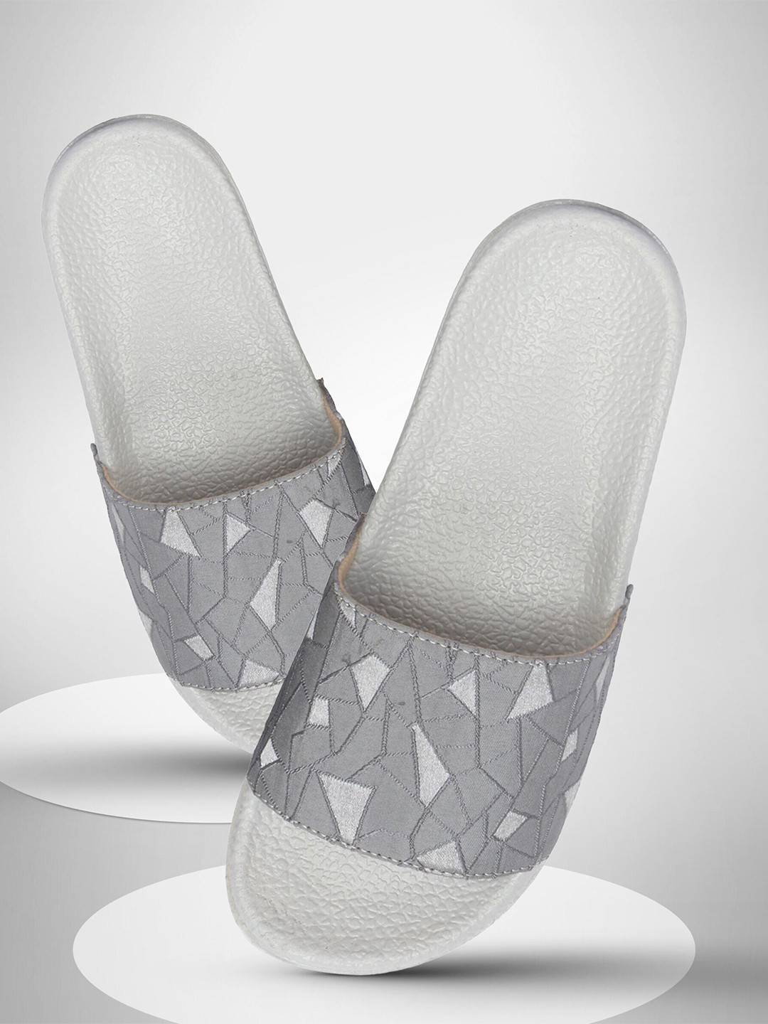 Buy Colo Women Self Design Fabric Sliders - Flip Flops for Women ...