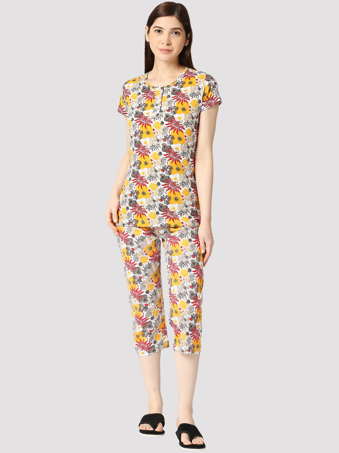 Buy Zebu Floral Printed Pure Cotton Night Suit - Night Suits for Women ...