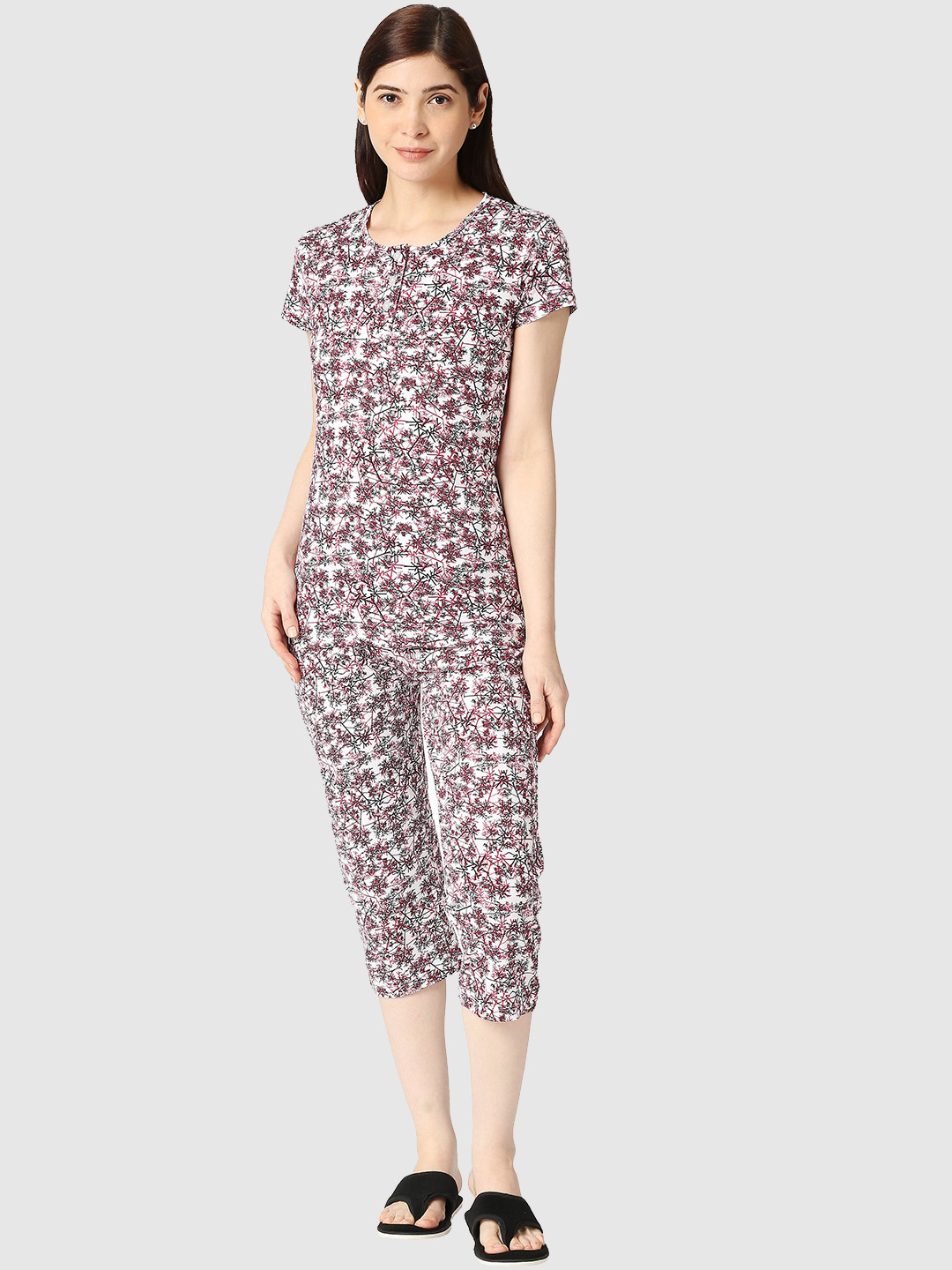 Buy Zebu Floral Printed Pure Cotton Night Suit - Night Suits for Women ...