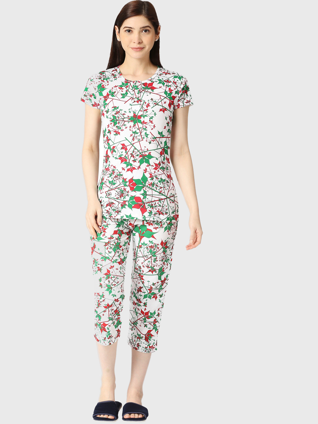 Buy Zebu Floral Printed Pure Cotton Night Suit - Night Suits for Women ...