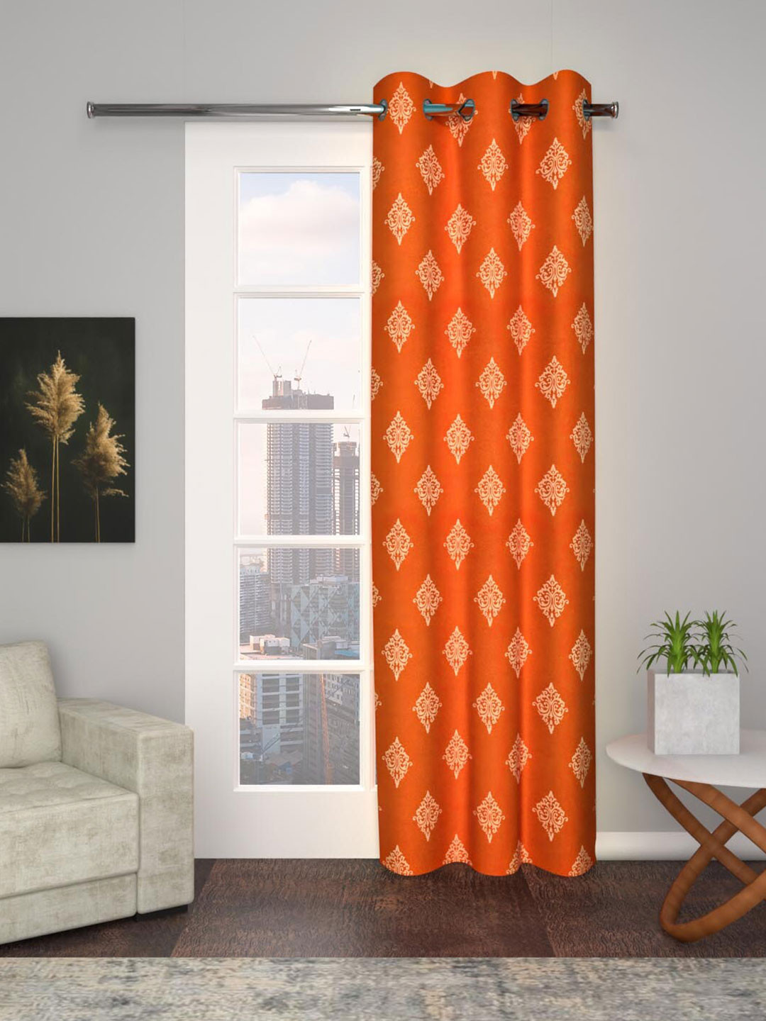 Buy Soumya Rust Ethnic Motifs Room Darkening Cotton Door Curtain ...