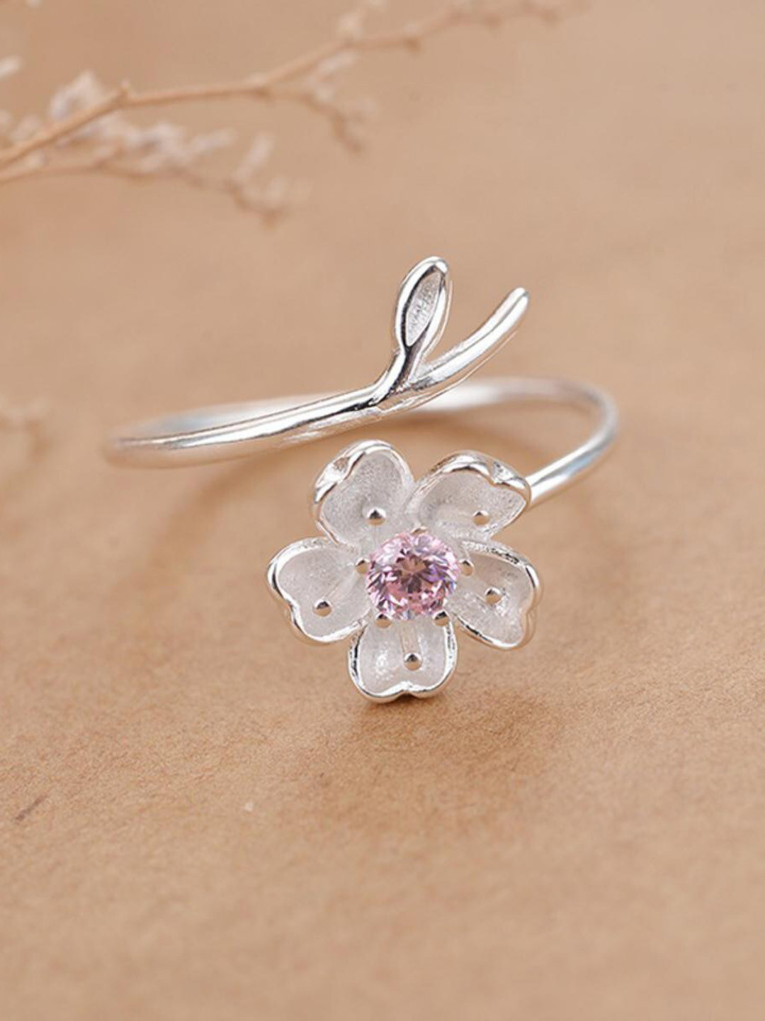 Buy MYKI Silver Plated CZ Studded Adjustable Finger Ring - Ring for ...