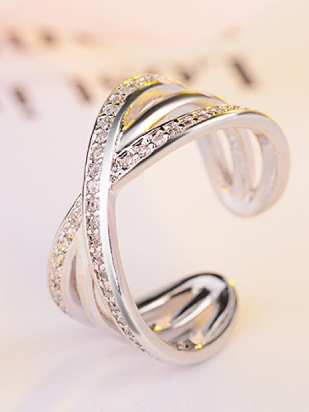 Buy MYKI Silver Plated Cubic Zirconia Studded Ring - Ring for Women 23122792 | Myntra