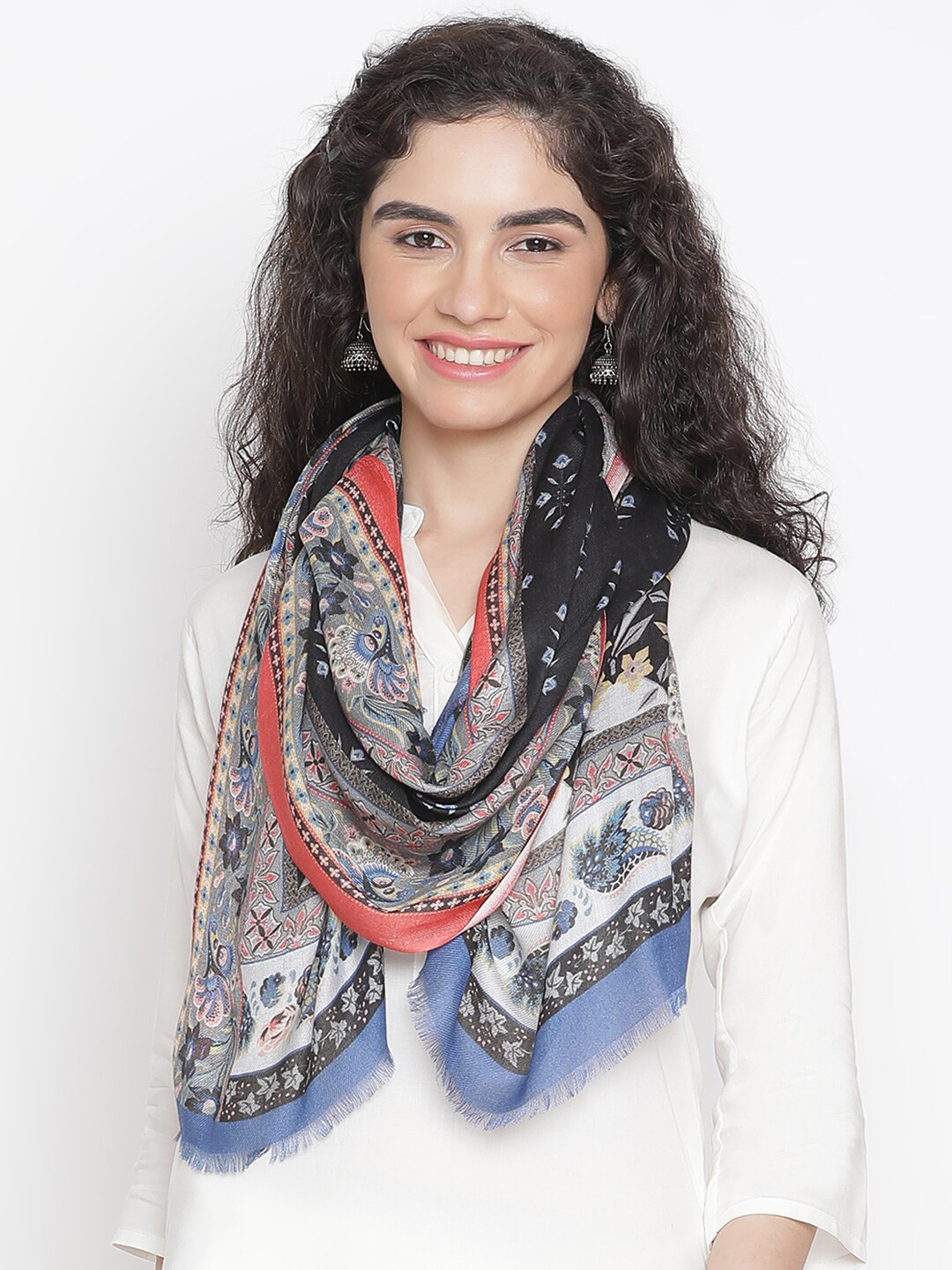 Buy SHINGORA Floral Printed Pure Silk Stole - Stoles for Women 23123722 ...