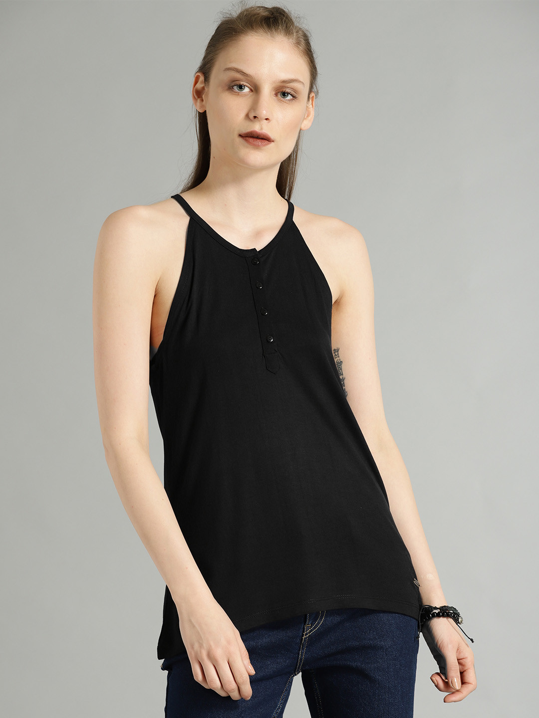 Buy Roadster Women Black Solid Top - Tops for Women 2312819 | Myntra