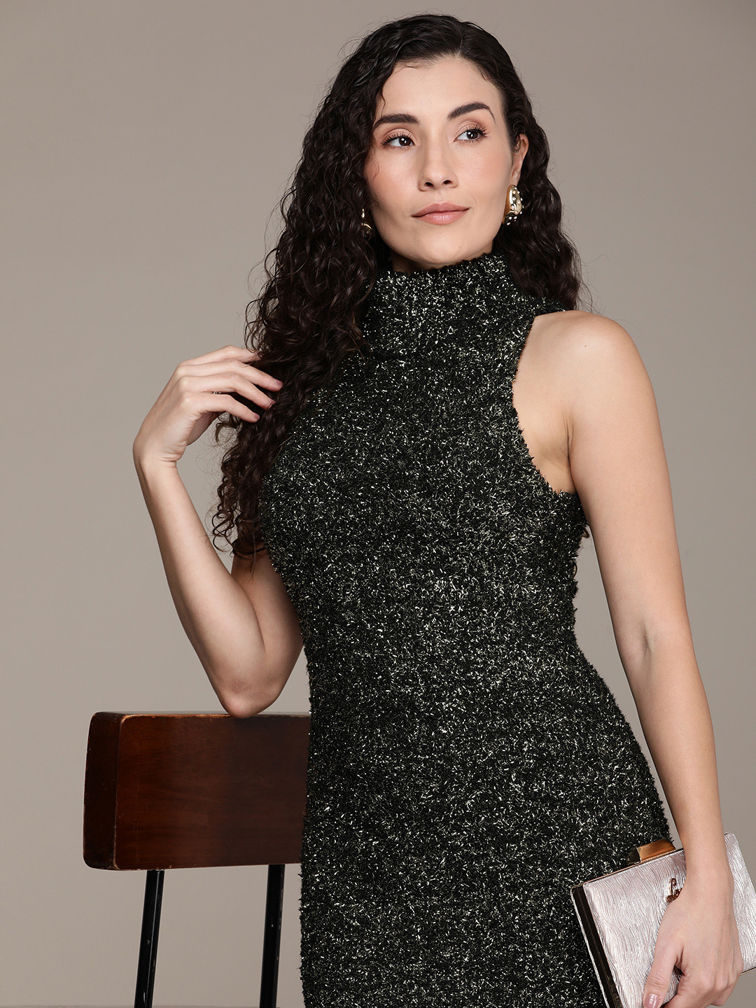 Buy French Connection Embellished High Neck Sheath Midi Party Dress ...