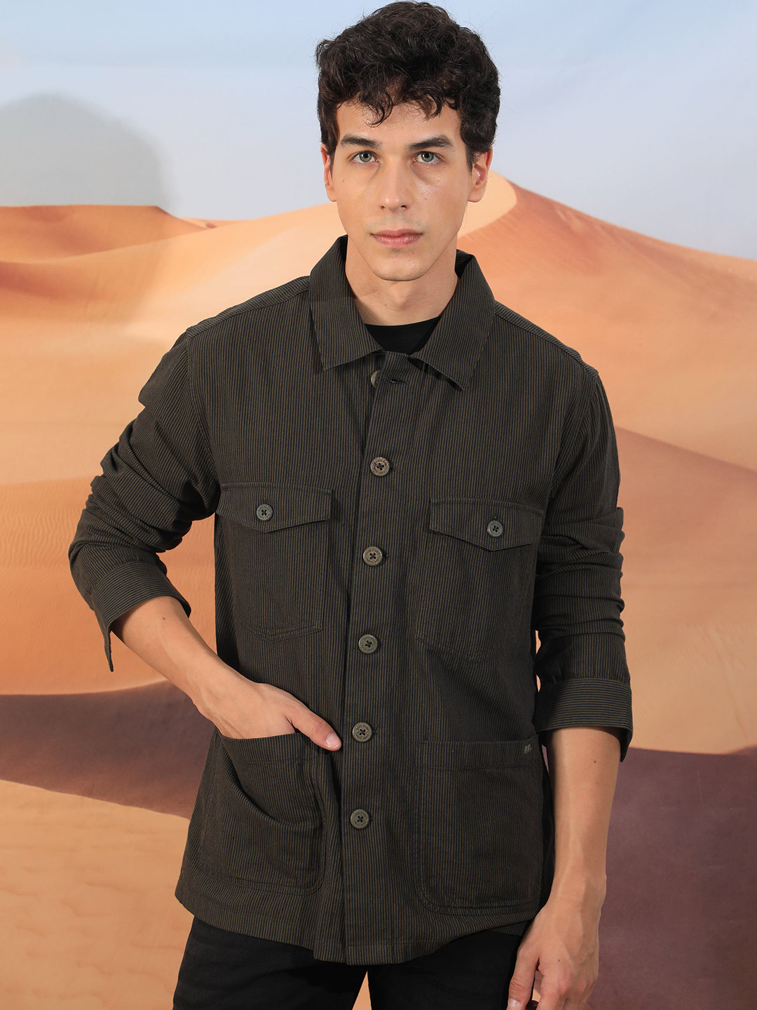 Buy RARE RABBIT Men Trexon Tailored Fit Spread Collar Cotton Jacket ...