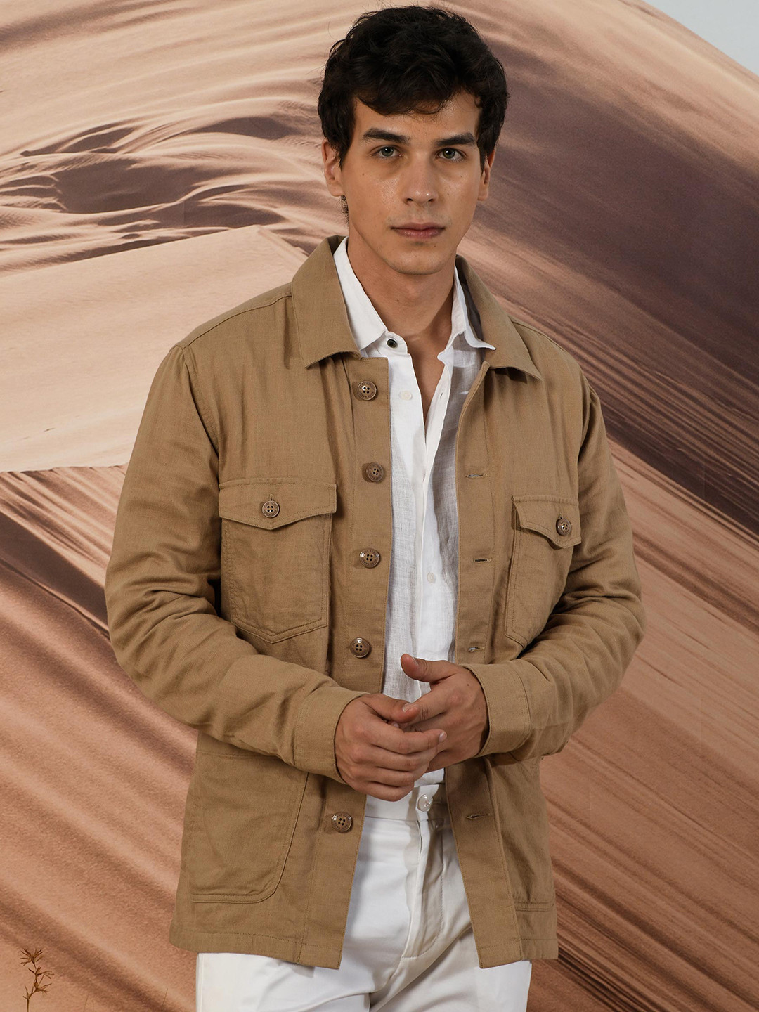 Buy RARE RABBIT Men Gatton Tailored Fit Spread Collar Cotton Jacket ...