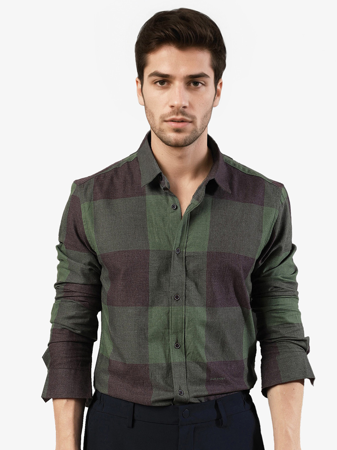 Buy RARE RABBIT Men Beavers Slim Fit Buffalo Checked Cotton Shirt ...