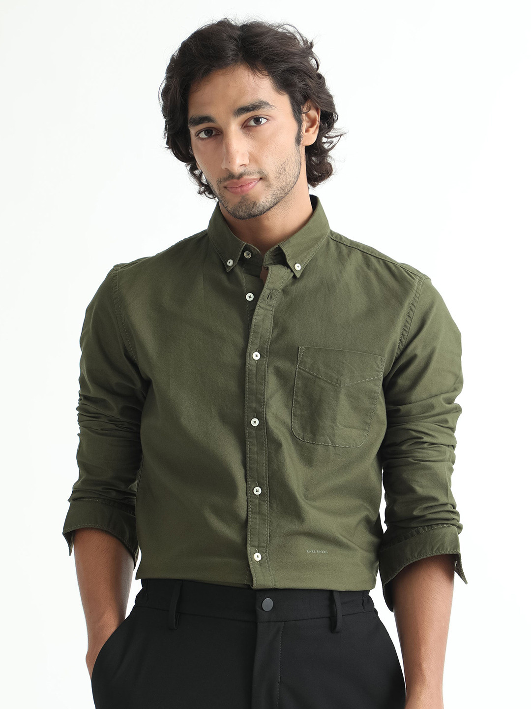 Buy RARE RABBIT Men Auxfo Slim Fit Button Down Collar Cotton Shirt ...