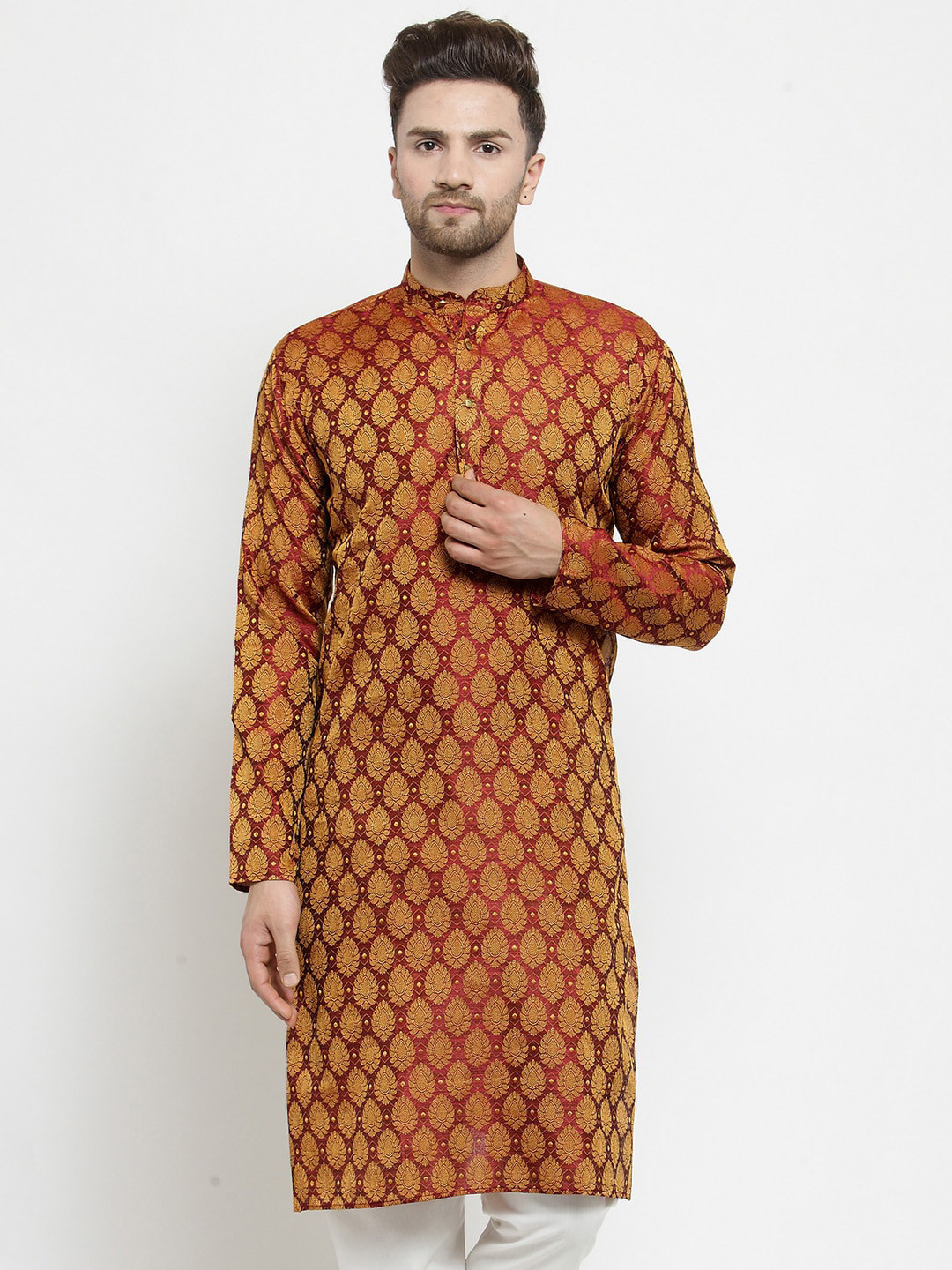 Buy Jompers Woven Design Jacquard Kurta - Kurtas for Men 23136936 | Myntra