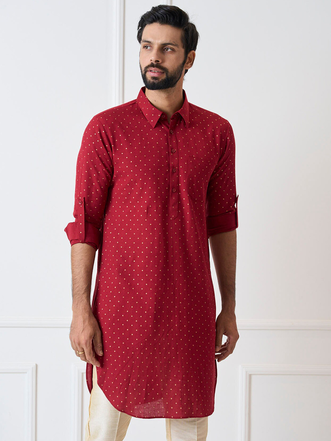 Buy See Designs Ethnic Motif Printed Shirt Collar Pure Cotton Kurta ...