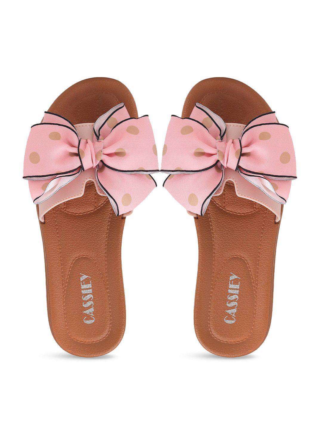 Buy CASSIEY Women Printed Comfortable Rubber Sliders With Bows - Flip ...