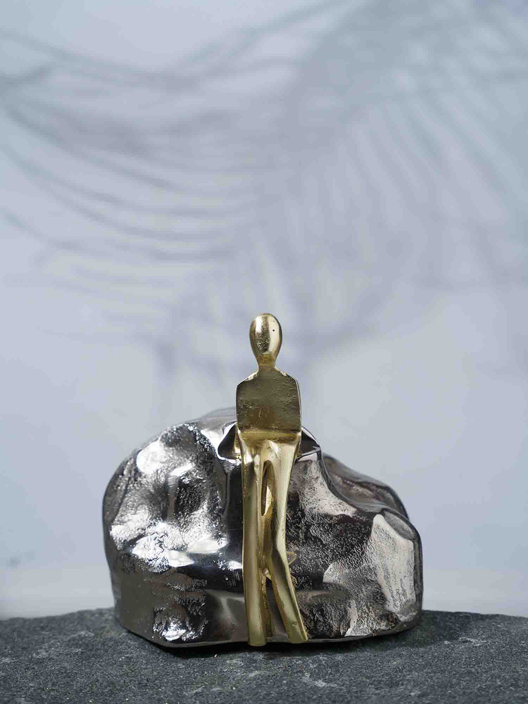 Buy Folkstorys Metallic Toned Metal On Rock Sculpture Showpiece ...