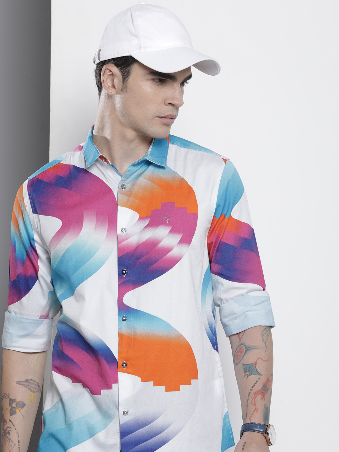 Buy The Indian Garage Co Men Slim Fit Opaque Printed Casual Shirt ...