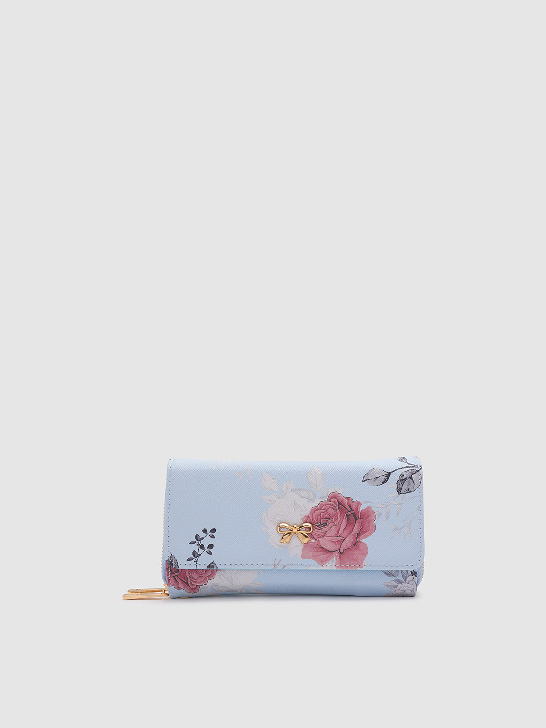 Buy Globus Women Blue & Red Floral Printed Bow Detail PU Envelope ...