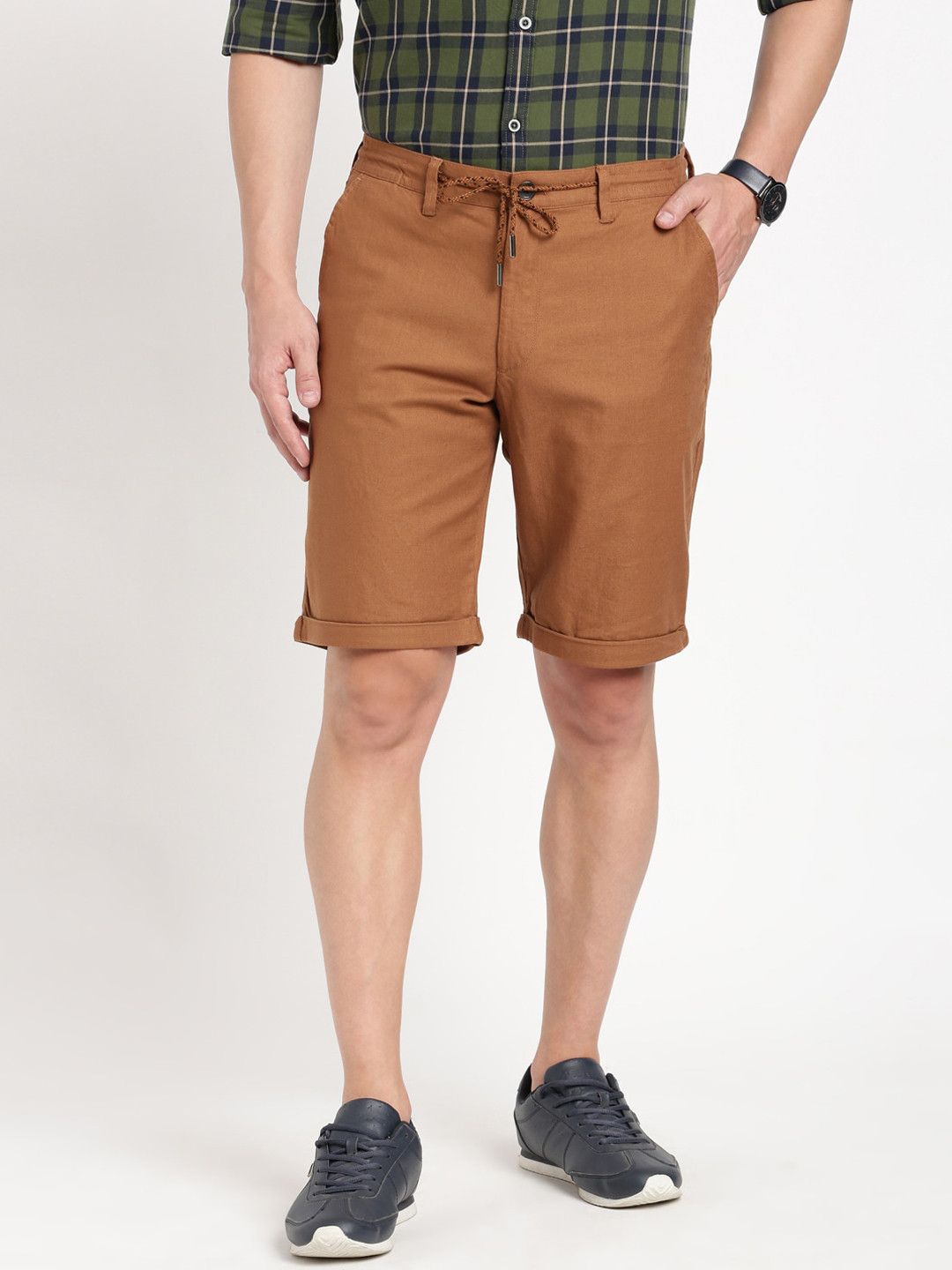 Buy Indian Terrain Men Mid Rise Slim Fit Pure Cotton Shorts - Shorts ...