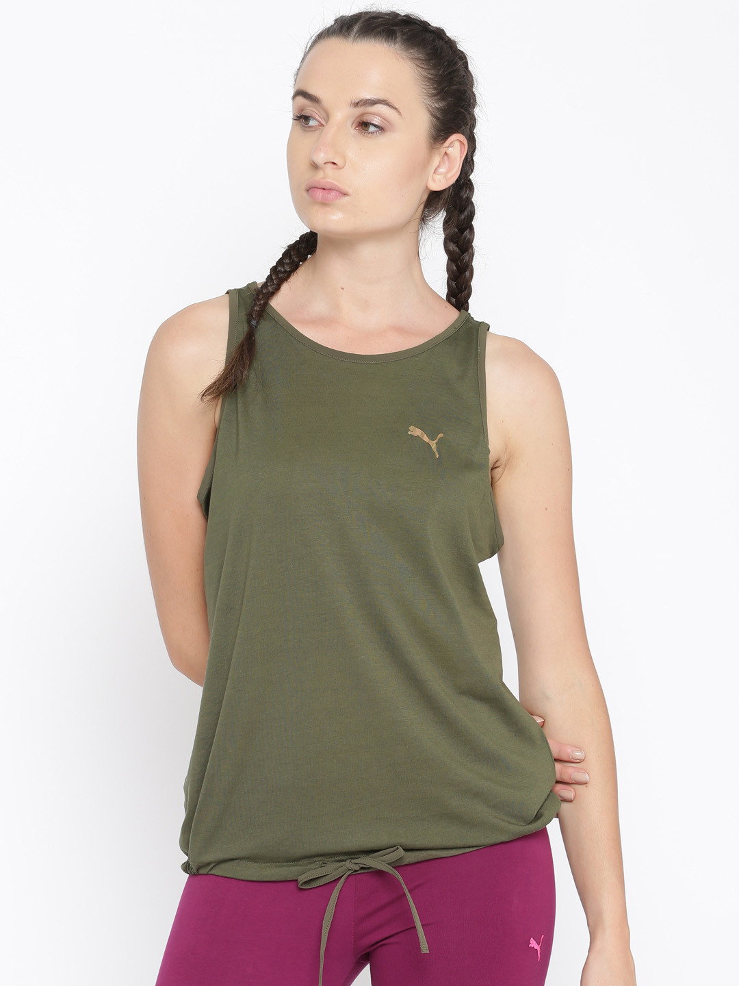 Buy Puma Women Olive Green Solid TRANSITION Tank W Top - Tops for Women ...