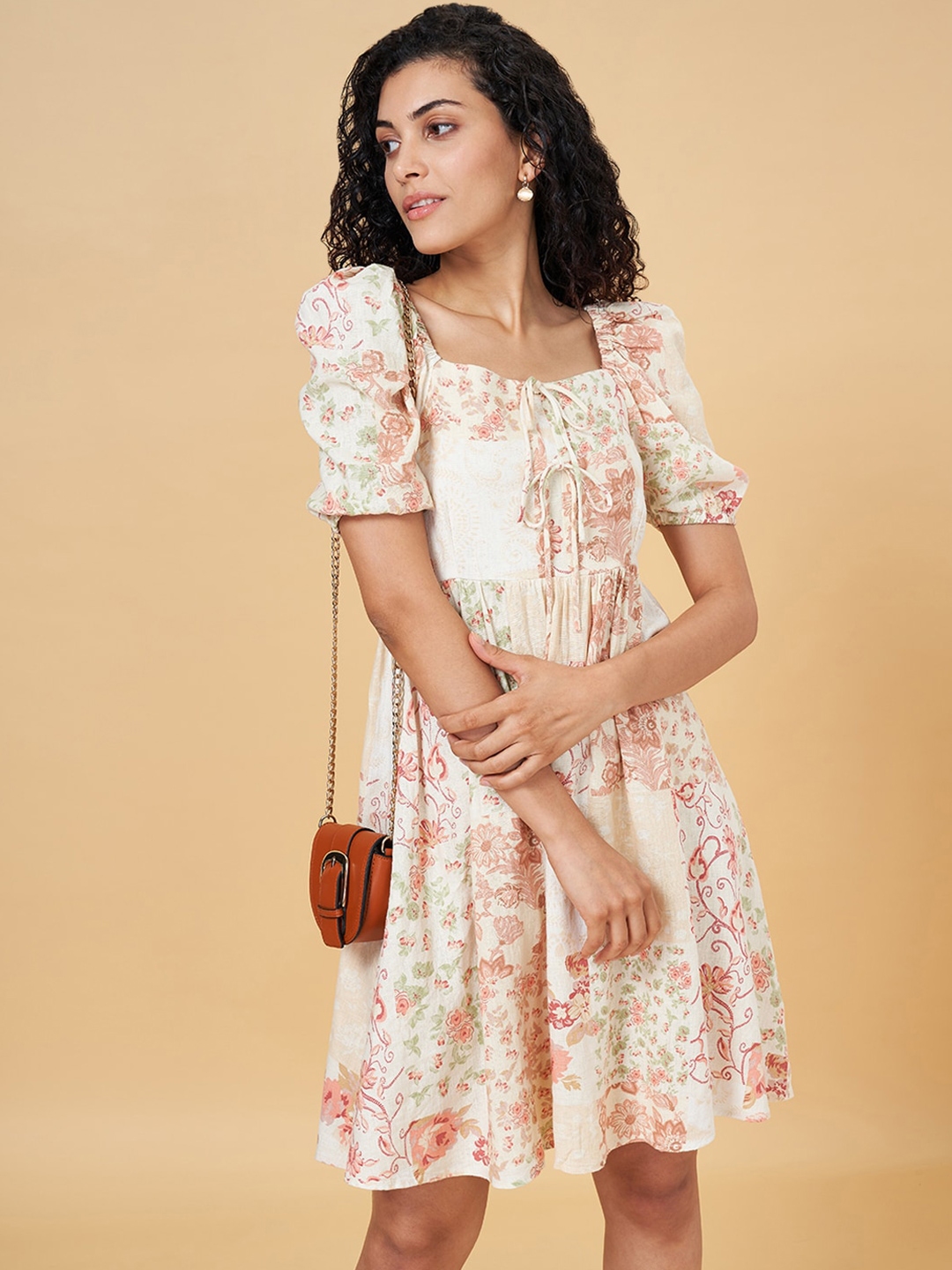 Buy Honey By Pantaloons Floral Print Puff Sleeve Fit And Flare Dress