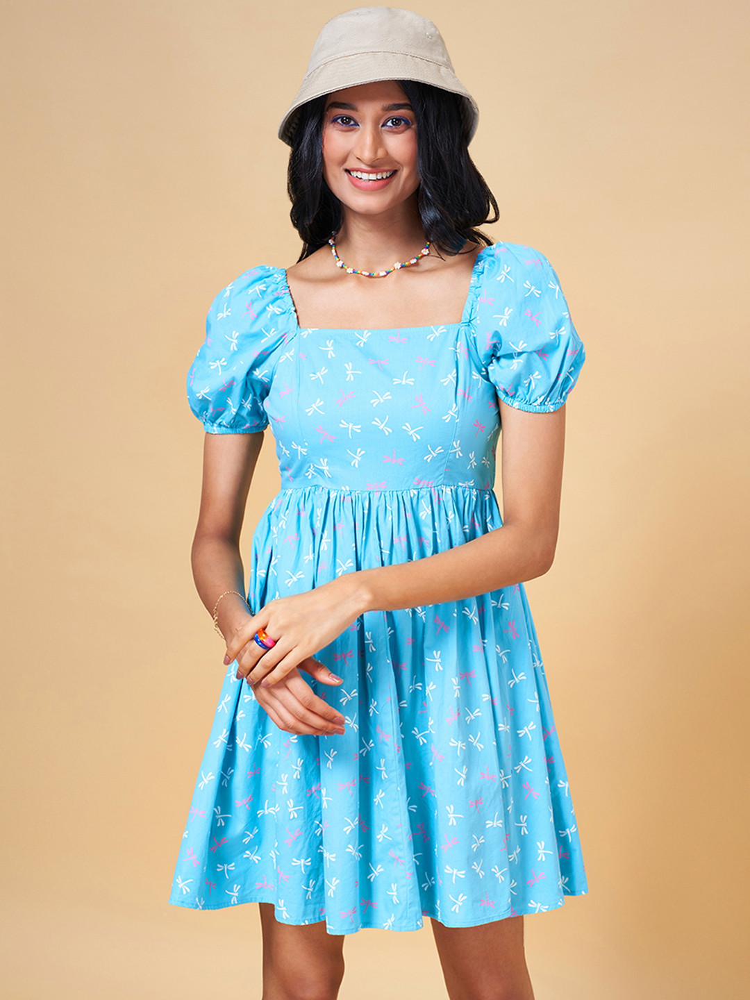 Buy People Floral Print Puff Sleeve Fit & Flare Dress - Dresses for ...