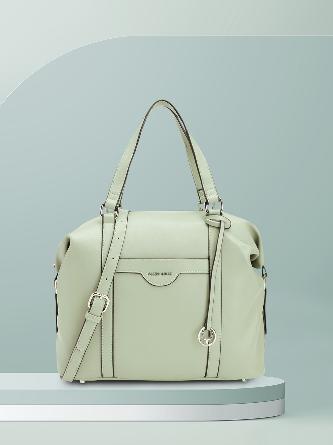 Buy Allen Solly Solid PU Regular Structured Handheld Bag With Brand ...