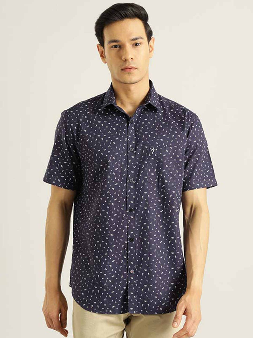 Buy Indian Terrain Chiseled Slim Fit Floral Printed Spread Collar ...