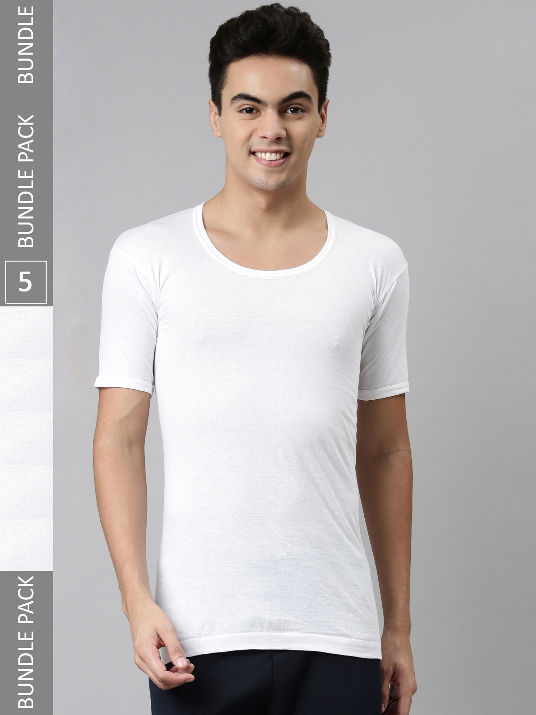 Buy DIXCY JOSH Men's Pack Of 5 Solid Short Sleeve Round Neck Breathable ...