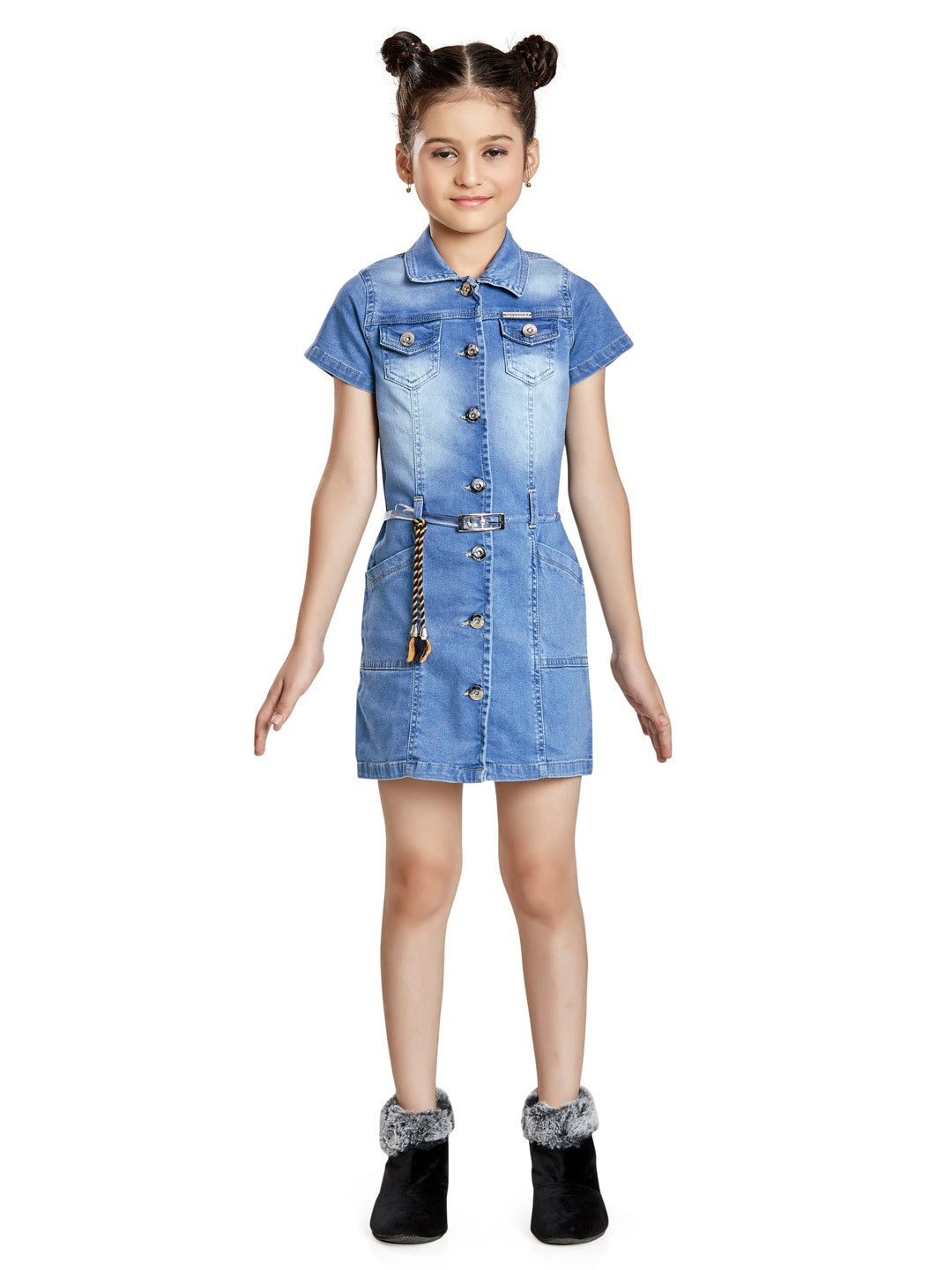Buy Peppermint Girls Denim Shirt Dress - Dresses for Girls 23155710 ...