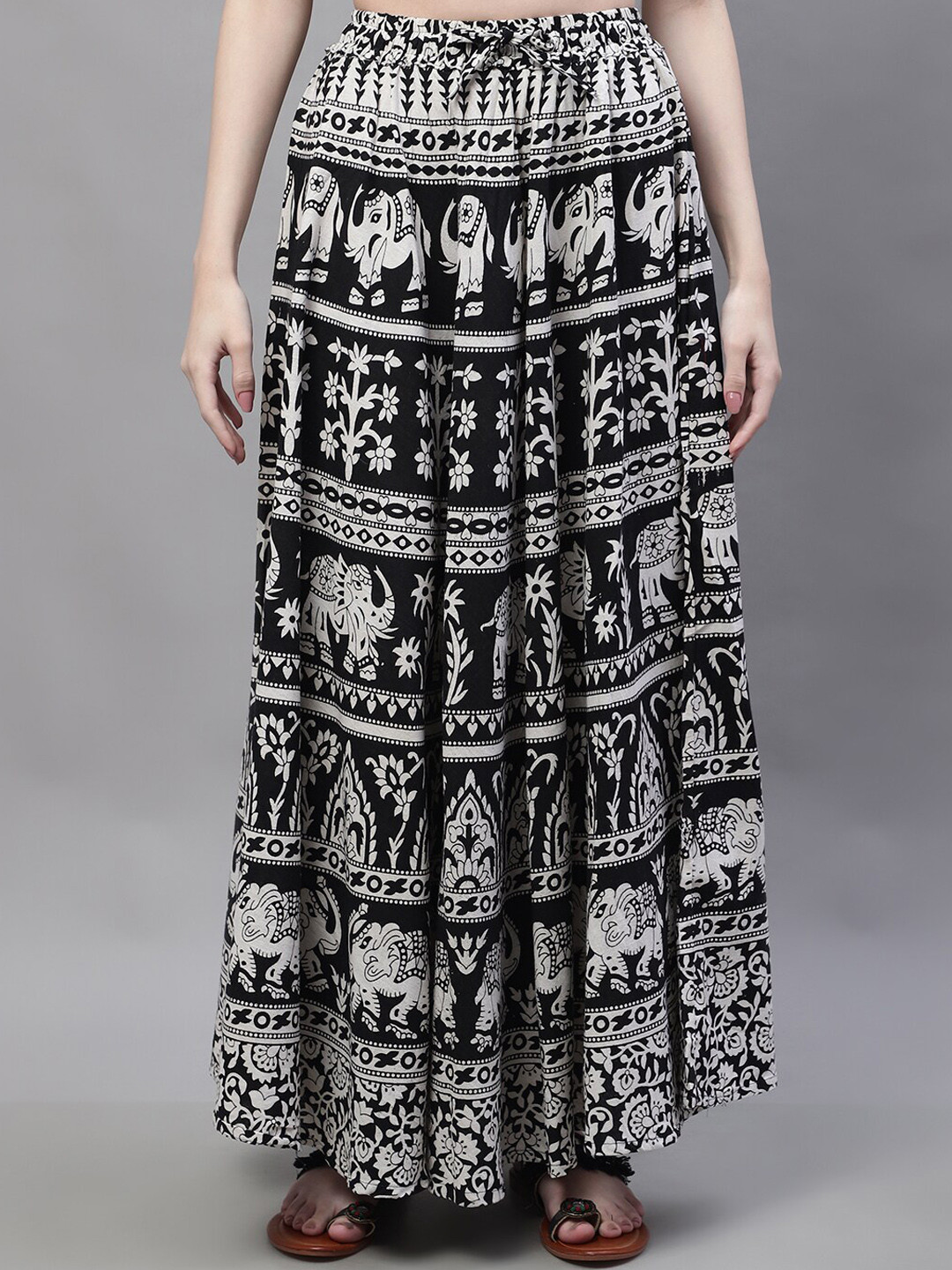 Buy SOUNDARYA Ethnic Motifs Printed A Line Pure Cotton Maxi Skirt ...