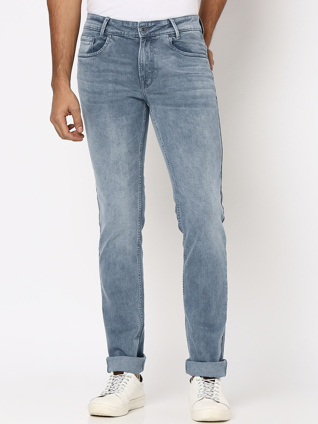 Buy Mufti Men Slim Fit Heavy Fade Clean Look Whiskers Stretchable Jeans ...