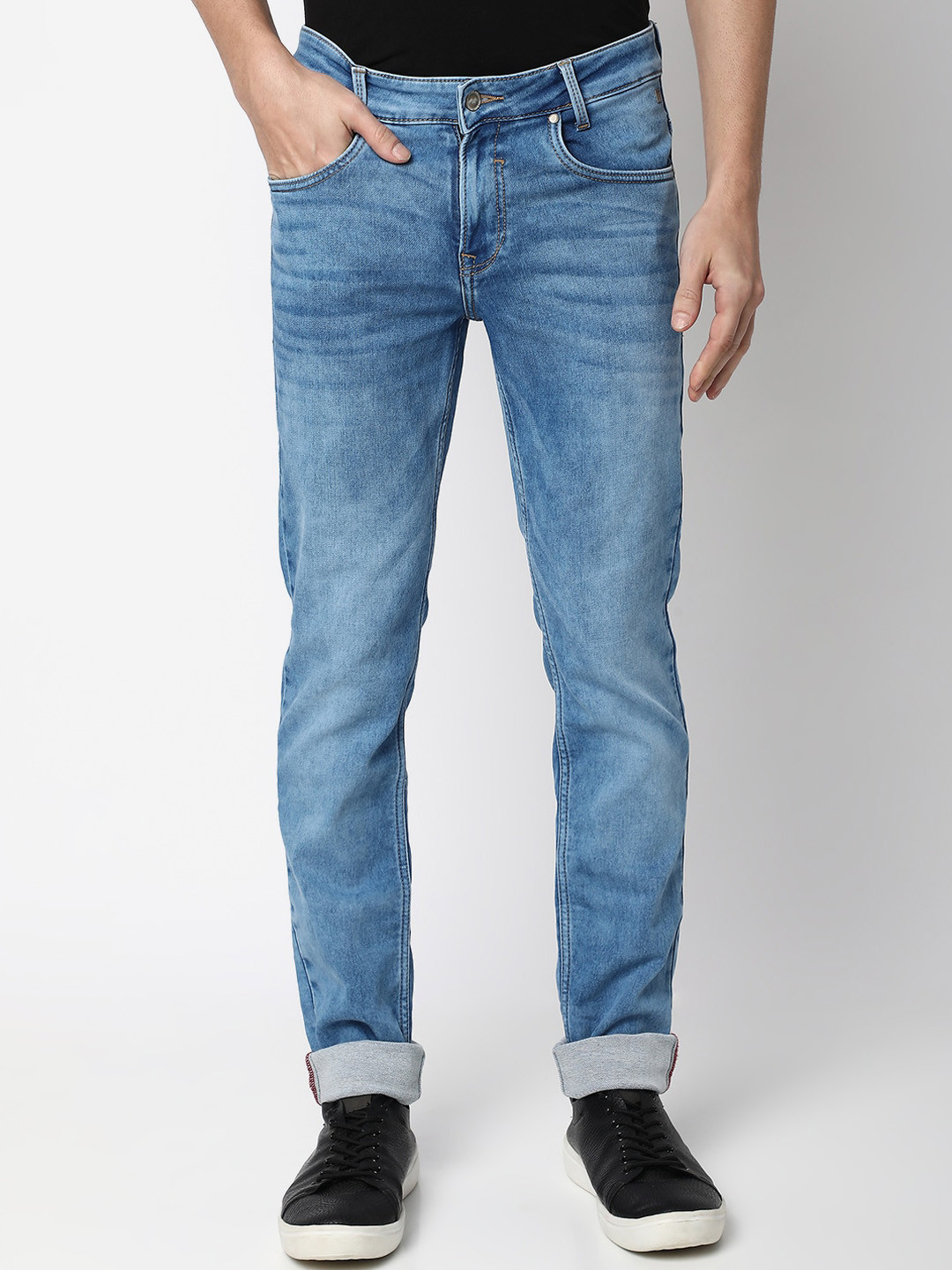 Buy Mufti Men Slim Fit Heavy Fade Stretchable Clean Look Jeans - Jeans ...